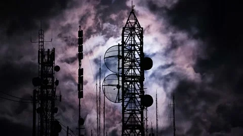 Telecom Tower Silhouette: Communication,... | Stock Video | Pond5