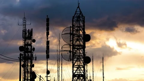 Telecom Tower Silhouette: Communication,... | Stock Video | Pond5