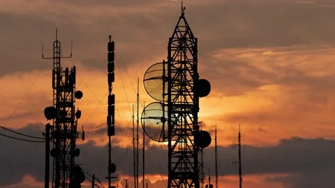 Telecom Tower Silhouette: Communication,... | Stock Video | Pond5