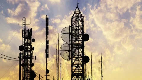 Telecom Tower Silhouette: Communication,... | Stock Video | Pond5