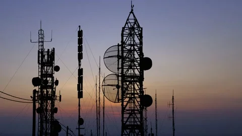 Telecom Tower Silhouette: Communication,... | Stock Video | Pond5