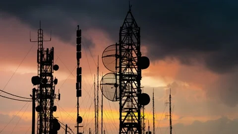 Telecom Tower Silhouette: Communication,... | Stock Video | Pond5