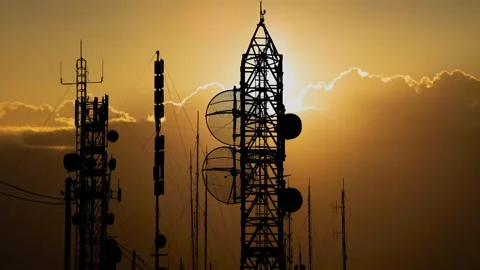 Telecom Tower Silhouette: Communication,... | Stock Video | Pond5