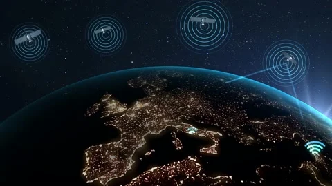 Telecommunication satellites transmit an... | Stock Video | Pond5