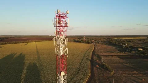 Telephone mast of cell site tower with 5... | Stock Video | Pond5