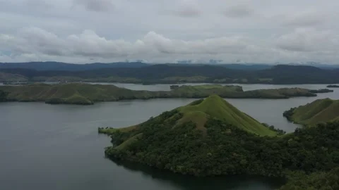 Teletubbies Hills, Sentani Lake in Jaya... | Stock Video | Pond5