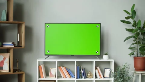 Television with green screen close-up. C... | Stock Video | Pond5