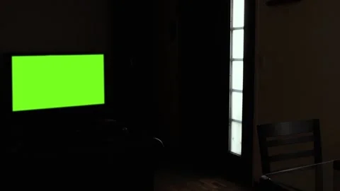 Television with Green Screen in a Dark R... | Stock Video | Pond5