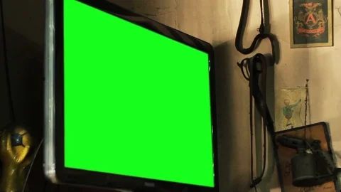 Television Green Screen in an Old Bar in... | Stock Video | Pond5