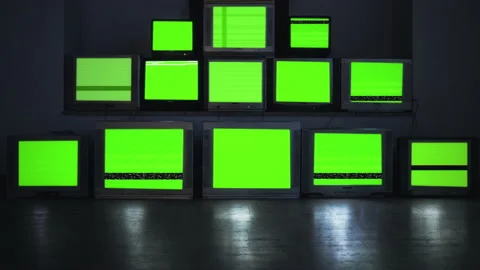Television Monitors Stack Green Screen S... | Stock Video | Pond5