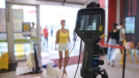 Temperature check at a supermarket, groc... | Stock Video | Pond5