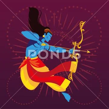Template of the lord Rama with bow and arrow Illustration #138378412