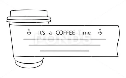 Template with paper Coffee cup for text message. Coffee to go, Hot ...