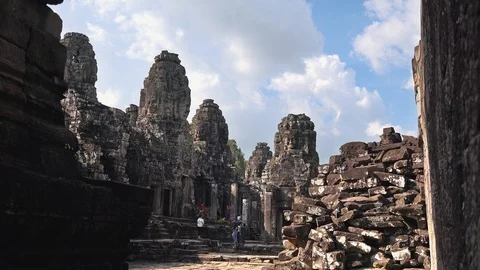 Temple at Angkor Wat Complex with Blue S... | Stock Video | Pond5