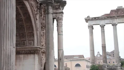 temple of saturn rome italy with pan lef... | Stock Video | Pond5