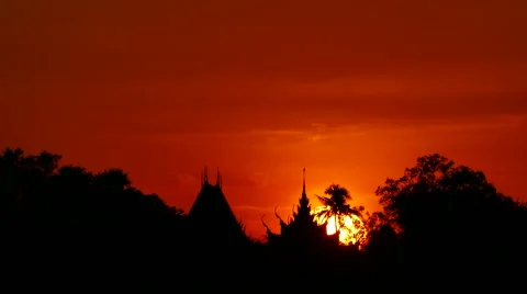 Temple at sunset in Thailand 4K Stock Vi... | Stock Video | Pond5