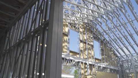 Temporary diy steel roofing structure ho... | Stock Video | Pond5