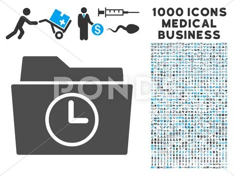 Temporary Folder Icon with 1000 Medical Business Symbols: Royalty Free ...