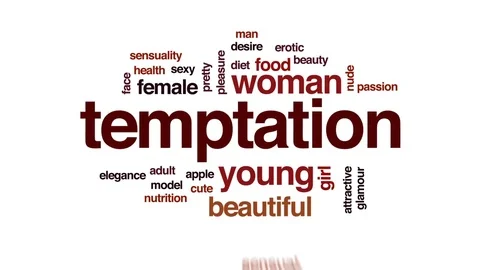 Temptation animated word cloud, text des... | Stock Video | Pond5