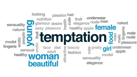 Temptation animated word cloud, text des... | Stock Video | Pond5