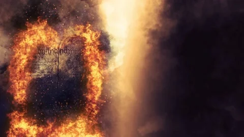 Ten Commandments in burning flames of fi... | Stock Video | Pond5