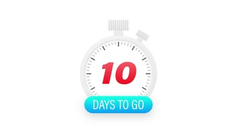 Ten days to go timer icon on white backg... | Stock Video | Pond5
