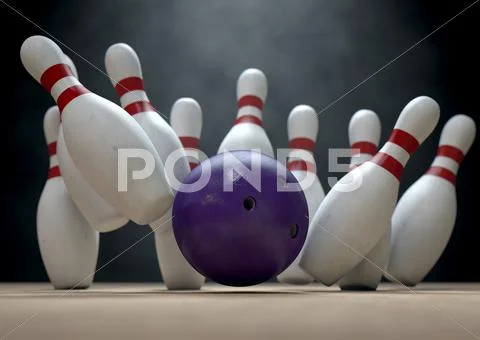 Ten Pin Bowling Pins And Ball Stock Illustration ~ #49762488