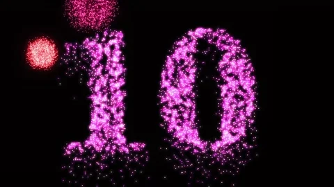 Ten pink firework glow and glitter numbe... | Stock Video | Pond5