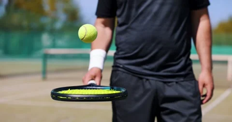 tennis player bounce the ball on racket ... | Stock Video | Pond5