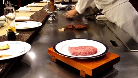 Teppanyaki Chef Restaurant Cooking Teppa... | Stock Video | Pond5