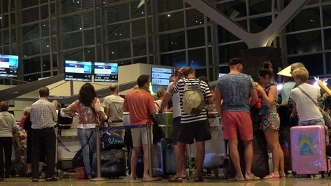 Terminal modern airport. A crowd of peop... | Stock Video | Pond5
