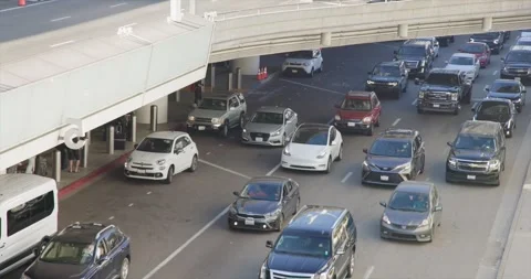 Terminal Traffic Drop Off LAX Airport Lo... | Stock Video | Pond5