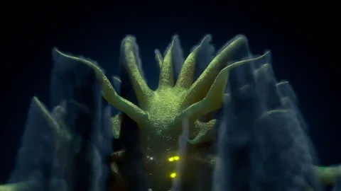 Terrifying 6 eyed monster or alien hidin... | Stock Video | Pond5