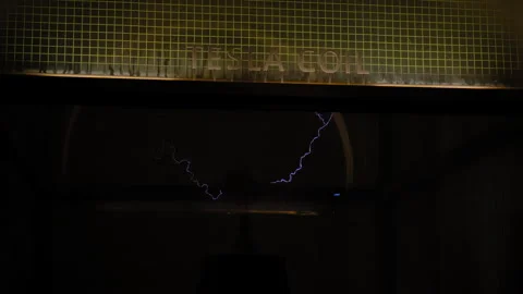 Tesla Coil Behind The Cage, Exhibit At G... | Stock Video | Pond5
