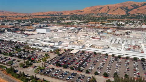 Tesla company buildings complex, aerial ... | Stock Video | Pond5