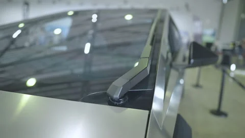 Tesla Cybertruck windshield wiper close-... | Stock Video | Pond5