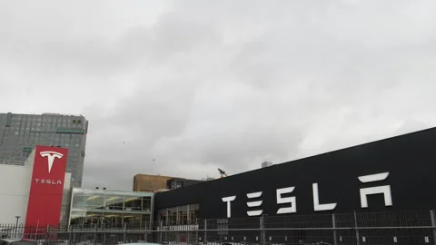 Tesla headquarters, building with name a... | Stock Video | Pond5