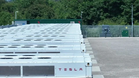 Tesla Mega Pack Lithium Energy Storage S... | Stock Video | Pond5
