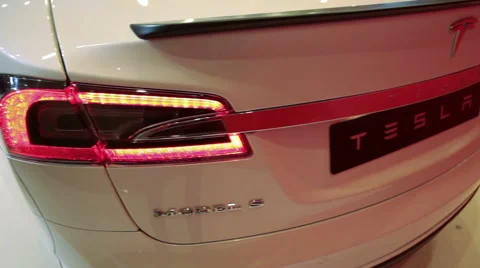The Tesla Model S, rear view | Stock Video | Pond5