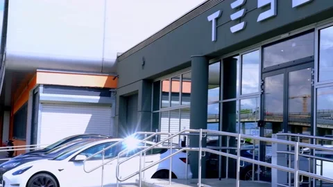 Tesla office, American company, electric... | Stock Video | Pond5