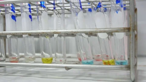 Test tube blood group testing in laborat... | Stock Video | Pond5