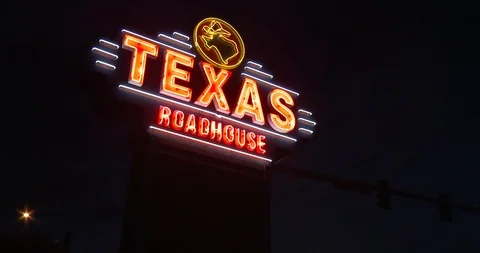 Texas Roadhouse Steak Restaurant Neon Si... | Stock Video | Pond5