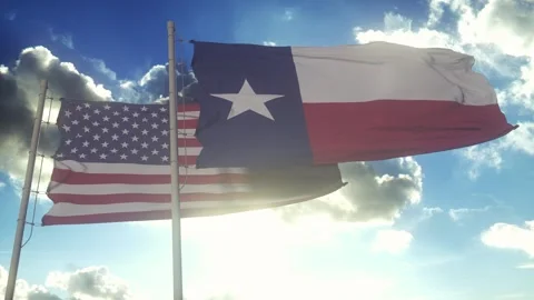 The Texas state flags waving along with ... | Stock Video | Pond5