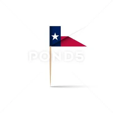 Texas state paper flag burger stick with a toothpick, isolated on a ...