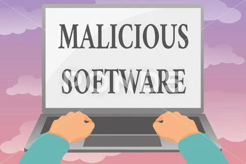 Text caption presenting Malicious Software. Conceptual photo the ...
