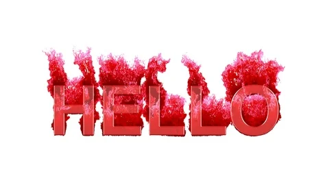 text HELLO burns dark fire on a white ba... | Stock Video | Pond5