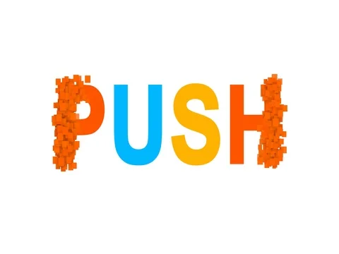 text PUSH from letters of different colo... | Stock Video | Pond5