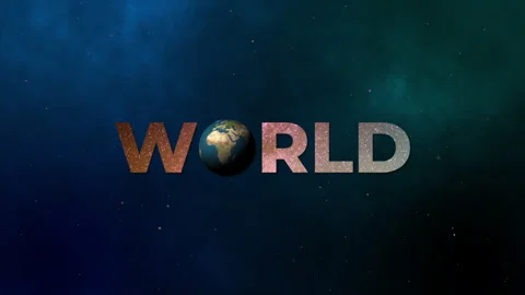 Text World and rotating earth. World Env... | Stock Video | Pond5