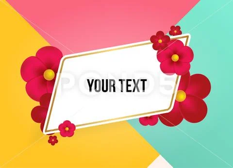 Textbox with beautiful colorful flowers. Vector Illustration ...
