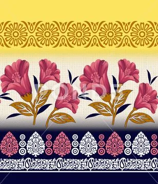 Textile indian floral border design background: Royalty Free #130815390